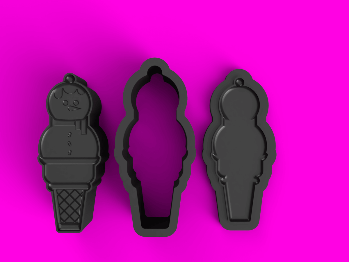 Snowman Ice Cream Cone Bath Bomb Mold STL Download